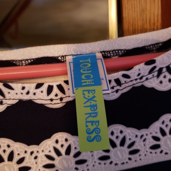 Touch Express | Dresses | Touch Express White Navy Blue Dress | Poshmark